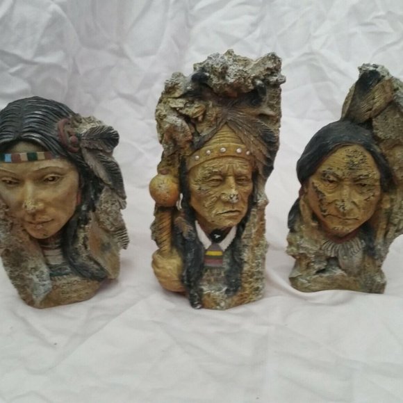 Art | American Indian Sculpted Decor Crazy Horse Sitting Bull ...